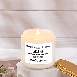 Vellsenne Scented Candle Bridesmaid Proposal Gifts - Lavender Soy Wax Candle - Maid of Honor Proposal Gifts - Will You be My Maid of Honor Gifts for Friends Girls Women 4oz