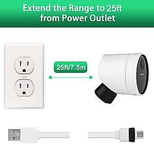 UYODM Power Cable Compatible with SimpliSafe Wireless Outdoor Security Camera,25Ft/7.5m Weatherproof USB Cable Power Your SimpliSafe Outdoor Camera continuously - White