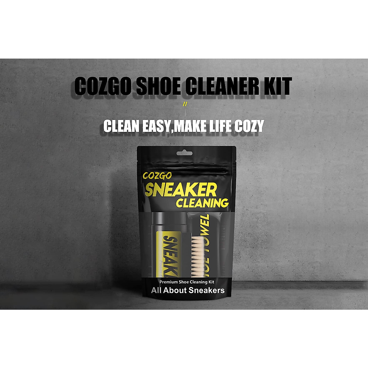 COZGO Shoe Cleaner Kit for Sneaker, Water-Free Foam Sneaker Cleaner 5.3Oz with Shoe Brush and Shoe Cloth,Work on White Shoe,Suede,Boot,Canvas,PU,Fabric,etc