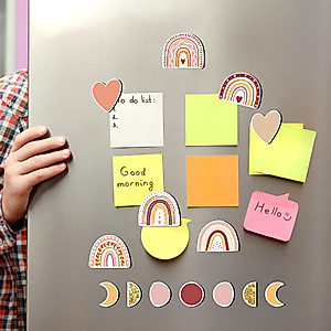 Flutesan 18 Pcs Boho Refrigerator Magnets Cute Rainbow Magnetic Stickers Locker Magnets for Girls Boho Party Supplies Boho Kitchen Magnetic Decorations Birthday Baby Shower Locker Accessories Girls