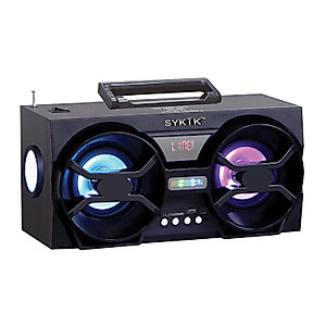 Sykik SP2091BT, Bluetooth Boombox with Light Show, SD/MMC/USB, FM Radio, Built-in Rechargable Battery and Remote Control