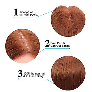 Mannequin Head with 100% Human Hair, TopDirect 18" Dark Brown Real Hair Cosmetology Mannequin Head Hair Styling Hairdressing Practice Training Doll Head with Clamp Holder and Tools