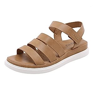 Summer Latest Cushion Thick Sole Beach Sandals for Women PU Sports Casual Outdoors Women's Leopard Sandals (Khaki, 8.5)