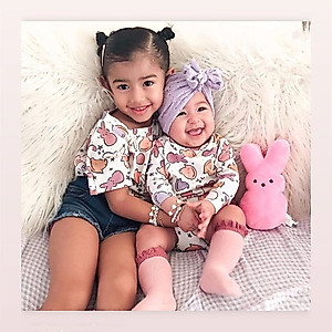 DANMY Baby Girl Hat with Bow Hat Toddlers Soft Turban Knotting Hats Cap (Pink/Purple/DarkPink/White/Green/Beige)