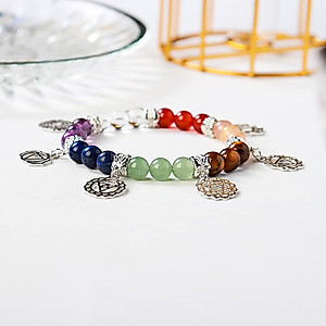 AITELEI 7 Chakra Healing Bracelets with Real Stones Gemstone Healing Chakra Bracelet Yoga Meditation Bracelets for Protection, Energy Healing