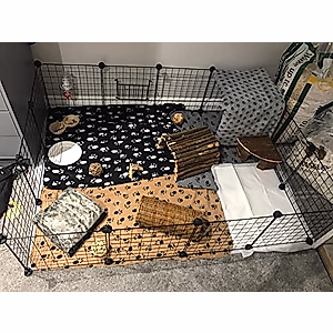 LANGXUN DIY Small Animal, Pet Playpen, Rabbit , Guinea Pig Cages, Puppy, Kitten Playpen | Indoor & Outdoor Portable Metal Wire Yard Fence (16pcs Metal Panels)