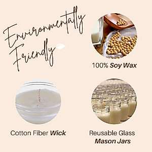 Nika's Home Cinnamon Pinecone Soy Candle 12oz Mason Jar Non-Toxic White Soy Handmade Long Burning 50-60 Hours Highly Scented All Natural Clean Burning Large Candle Gift Décor