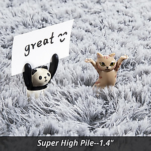 HOMBYS Shaggy Area Rug 8x10 Feet, Ultra Soft Large Plush Faux Fur Carpet, Non-Skid Bedroom Living Room Rug for Kids Playroom Home Decor, Light Grey