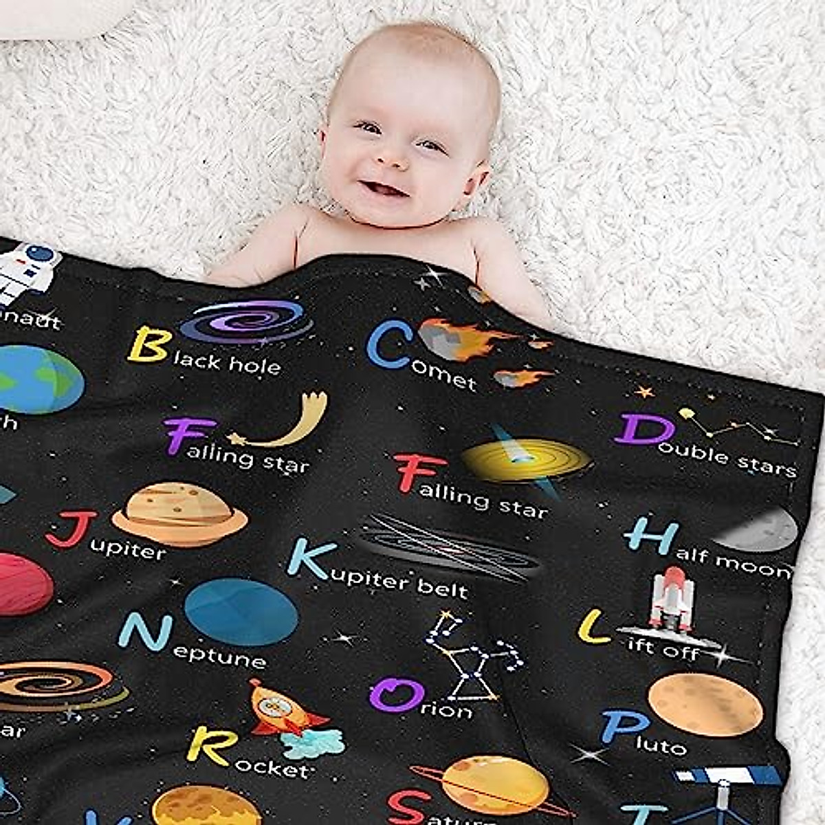 Planet Alphabet Blanket Special Blanket Gift for Woman Man Boys Girls, Soft Flannel All Season Home Room Bed Couch Sofa Living Room Dorm 76 * 102cm