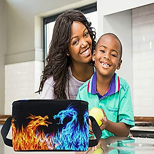 ALAZA Fire Dragon Insulated Lunch Bag Box Cooler Bag Reusable Tote Bag Outdoor Travel Picnic Bag With Shoulder Strap for Women Men Adults Kids