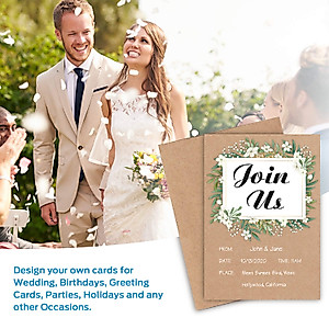 Blank Cards and Envelopes 100 Pack, Ohuhu 5 x 7 Heavyweight Kraft Paper Folded Cardstock and A7 Envelopes for DIY Greeting Cards, Wedding, Birthday, Invitations, Shower, Thank You Cards & All Occasion