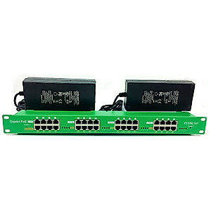 PoE Texas 16 Port 802.3at Gigabit On-Demand PoE Injector with Two 56V 120W Power Supplies for PoE Cameras, IP Phones, WiFi Access Points and More