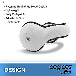 180s Degree Womens Bluetooth Ear Warmer with Built-in Mic & Hi-Definition Speakers - Adjustable Size, Snow White