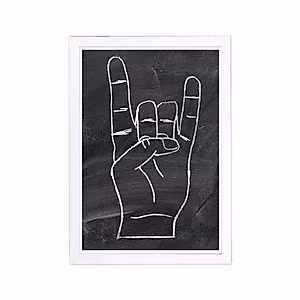 Wynwood Studio Symbols and Objects Framed Wall Art Prints 'Rock On' Home Décor, 13" x 19", Black, White