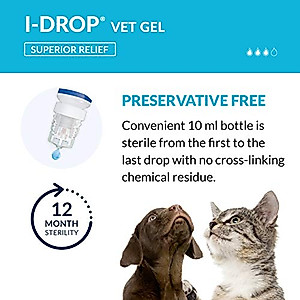 I-DROP VET GEL Lubricating Eye Drops for Pets: for Moderate to Severe Dry Eyes, Superior Comfort with Fewer Applications Needed, 0.30% Hyaluronan, Preservative-free, Non-irritating, One Bottle (10 Ml)