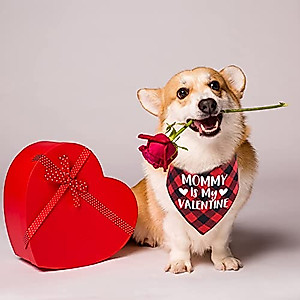 Valentine Holiday Dog Bandana, Cat Red Buffalo Bandana for Large Medium Small Pets Puppies (Large)