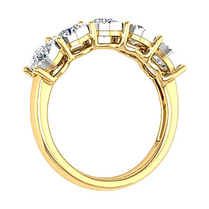 1 Carat 5-Stone Diamond Wedding Band Ring in 14K Yellow Gold (Ring Size 7) - IGI Certified