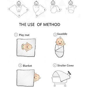 Karitree Muslin Swaddle Blanket Unisex Swaddle Wrap Soft Silky Bamboo Muslin Swaddle Blankets Neutral Receiving Blanket for Boys and Girls, Large 47 x 47 inches Feather (Hotballon)