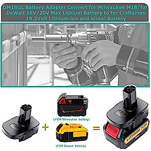DM18GL Battery Adapter for Milwaukee 18V and for DeWalt 18V Lithium Battery Convert to only for Craftsman 19.2 Volt Battery（Can't for 20V Battery