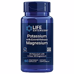 Life Extension Potassium with Extend-Release Magnesium – For Blood Pressure & Vascular, Bone Health – Promotes Cardiovascular Health - Gluten-Free – Non-GMO – 60 Vegetarian Capsules