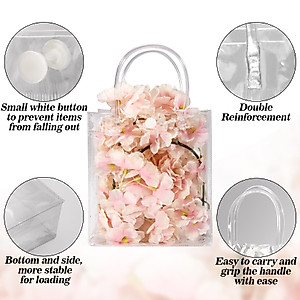 MAQIHAN Clear PVC Gift Bags With Handles 10 PCS PVC Party Favor Bags Transparent Party Favour Plastic Gift Bags 5.9X6.3 Inches Clear Mini Tote Goodie Bag Bulk PVC Plastic Bags With Handles For Gifts