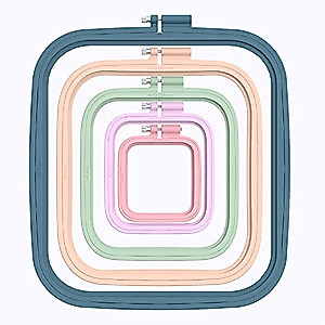 Pllieay 5 Pieces 5 Sizes Square Embroidery Hoops, ABS Plastic Embroidery Hoops for DIY Embroidery Craft