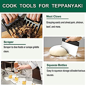 Grilljoy 46PC Griddle Accessories Set with Robust Plastic Handle, All-in-One Griddle Tools Kit for Flat Top Grills Teppanyaki Hibachi, Stainless Steel Grill Spatula Kit for Outdoor Camping Grilling