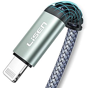 LISEN MFi Certified iPhone Charger Cable (6.6ft), [Never Rupture] Lightning Cable 2.4A Fast Charging iPhone Cord Compatible with iPhone 11 Pro/Xs Max/XR/XS/X/8/8 Plus/7/6/6 Plus/SE/5/5S