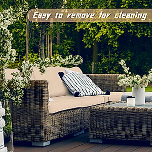 11 Pcs Outdoor Cushion Slipcovers Patio Cushion Covers Replacement Splash Proof with Zipper for Outdoor Indoor Furniture, Patio Sofa Couch 3 Sizes, Replacement Covers Only (Beige)