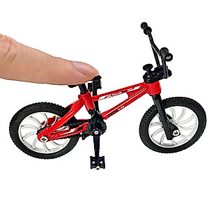 Metal Finger Bike Mountain Bike Toys Functional Kids Finger Bicycle Mini Finger BMX Set Gift for Kid (Red)