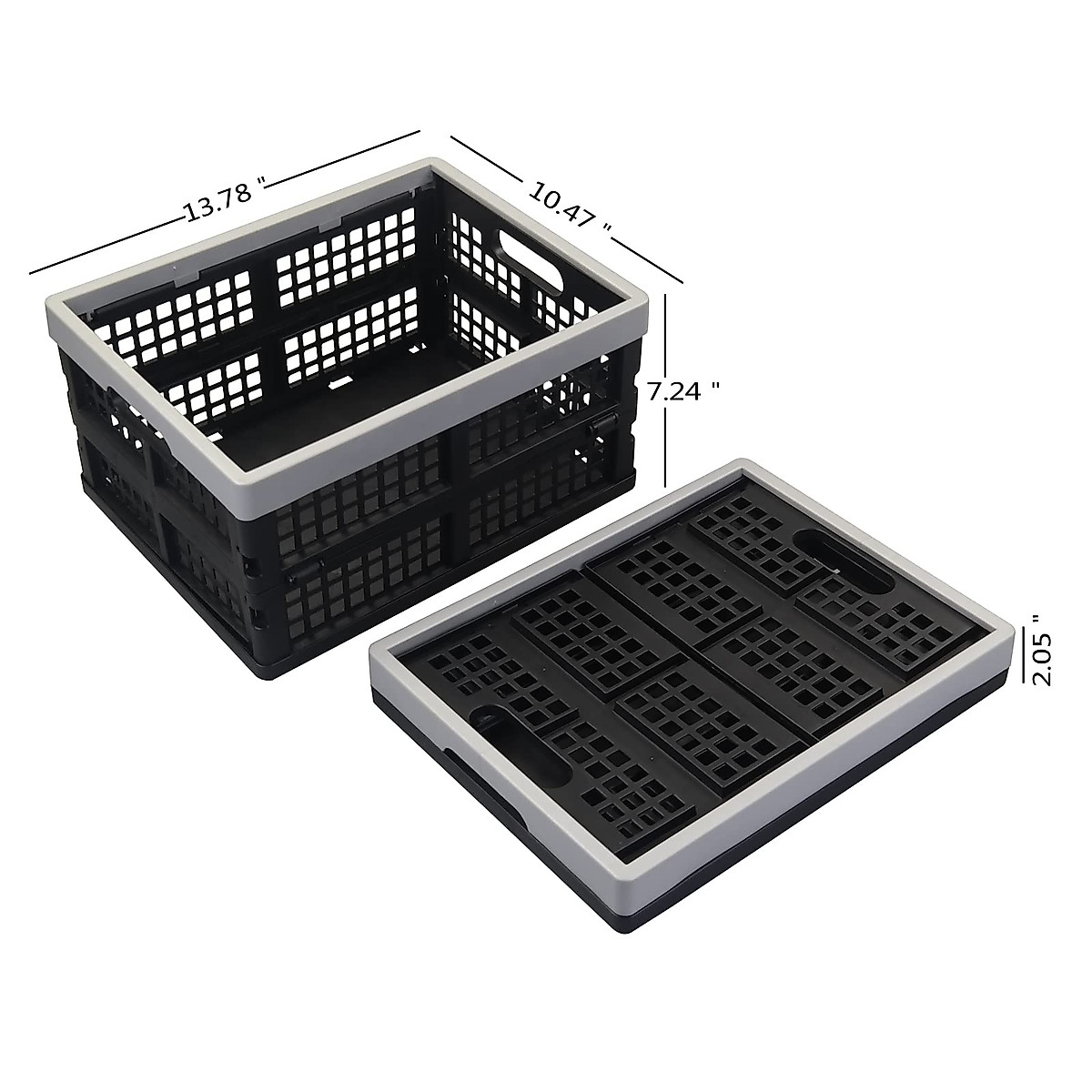 CadineUS 2 Packs 15 Liter Folding Crates, Plastic Collapsible Storage Basket, F