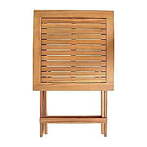 Merrick Lane Stora 24 Inch Square Solid Acacia Wood Portable Folding Patio Bistro Table for Indoor/Outdoor Use in Natural Finish