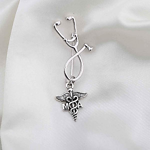 Medical Stethoscope Brooch Pins for Doctor Nurse Medical Students Medical Caduceus Gift For RN,PA,MA,LPN,LVP,NP,Vet (Copper MA Brooch)