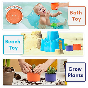 OWNONE 1 Baby Stacking Cups, Nesting Cups for Toddlers 1-3, 15Pcs Colorful Building Cups for Infants