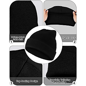 Jecery 80 Winter Beanies Hats Bulk for Homeless Cold Weather Thermal Stretch Caps Warm Knitted Cuffed Hats (Black,Dark Blue)