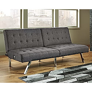 Signature Design by Ashley Sivley Modern Tufted Flip Flop Futon Sofa Bed, Dark Gray