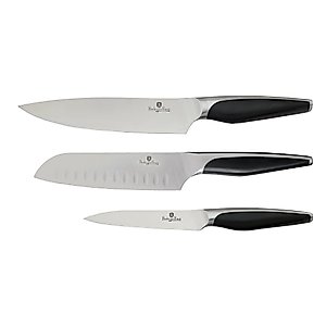BERLINGER HAUS 3 Piece Knife Set, Laser Cut Stainless Steel Blade Knives Set for Kitchen, Cooking Knives with Ergonomic Non-Slip Handle, Sharp Cutting Eco Friendly Chef Knife Set, PFOA, Cadmium Free