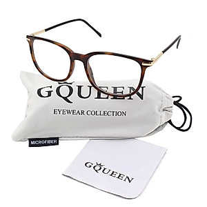GQUEEN Fashion Fake Glasses Non Prescription Glasses Clear Lens Glasses Nerd Plain Frames Women Men, 201579