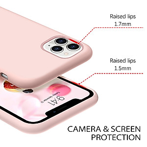 DUEDUE Case for iPhone 11 Pro Case, Liquid Silicone Soft Gel Rubber Slim Cover with Microfiber Cloth Lining Cushion Shockproof Full Body Protective Case for iPhone 11 Pro 5.8" 2019,Pink Sand