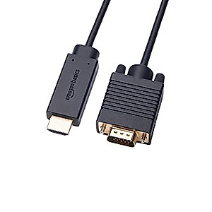 Amazon Basics HDMI (Source) to VGA (Display) Cable (NOT Bidirectional), Gold-Plated, 6 Feet, Black