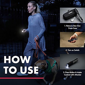 SABRE 2-in-1 Flashlight Design with Built-in Stun Gun, Powerful 1.76 µC Charge, 200 Lumen LED with 3 Modes; High, Low and Strobe, Rechargeable Battery, Hard Case and USB-C Charging Cord Included