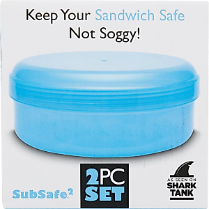 SubSafe Sandwich Safe, Reusable Sandwich Container for Square Bread, Keeps Sandwiches Fresh, Ideal for Boating & Coolers, 2-Pack
