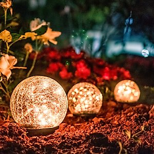 VEWOSTAR Solar Glass Ball Light Outdoor Decor 4.73Inch Solar Landscape Light for Garden Lawn Yard