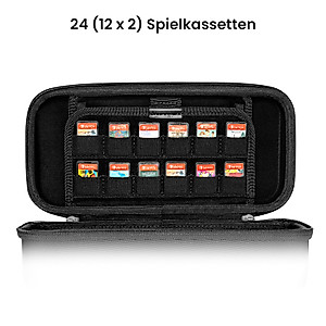 tomtoc Carrying Case for Nintendo Switch/OLED Model, Large Travel Switch Case with Pocket for Pro Controller, Joy con Grip or AC Adapter, Protective Portable Carry Case with 24 Game Cartridges