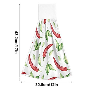 Kcldeci Hand Towels for Kitchen Red Hot Chili Pepper Hanging Tie Towels and Dishcloths Sets with Loop 2 Piece Sets