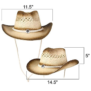 ArtCreativity Straw Cowboy Hat for Kids and Teens, 1PC, Cowboy Costume Hat with Chinstrap and Sunburst Pendant, Cow Boy Costume Prop for Kids, Dress Up Parties, and Country Concerts