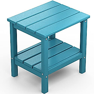 KINGYES Folding Adirondack Chair with Double Layer Side Table 3-Piece Adirondack Chair Set (Including 2 Folding Chairs-Tiffany and 1 Side Table-Tiffany)