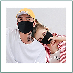 comfso 8 Pack Organic Cotton Face Cover Washable and Reusable - Black Travel Face Mask, Mouth Protection Cloth Masks with Nose Bridge Wire - Soft Fabric for Women Men Outdoor