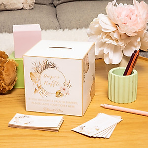 50 Pcs Diaper Raffle Tickets for Baby Shower Diaper Raffle Box Baby Shower Games Boho Baby Shower Decorations for Girl Diaper Raffle Box Baby Shower Diaper Raffle Cards Baby Girl Shower Decoration