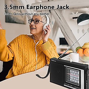 Videyas Shortwave Radios AM FM Radio Portable Rechargeable Radio Battery Operated Radio Transistor Radio Digital Radio with Best Reception,AC or D Battery Powered 3.5mm Earphone Jack Battery Included